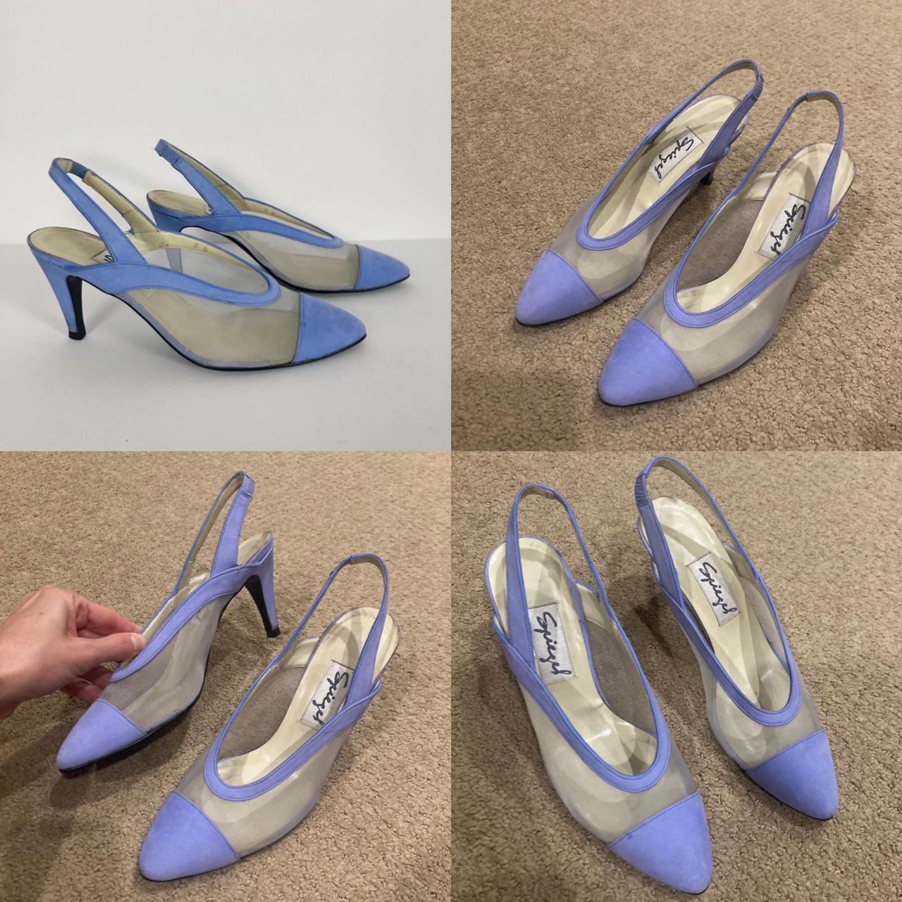 80s PERIWINKLE SHEER MESH PUMPS Beautiful slingback... - Depop