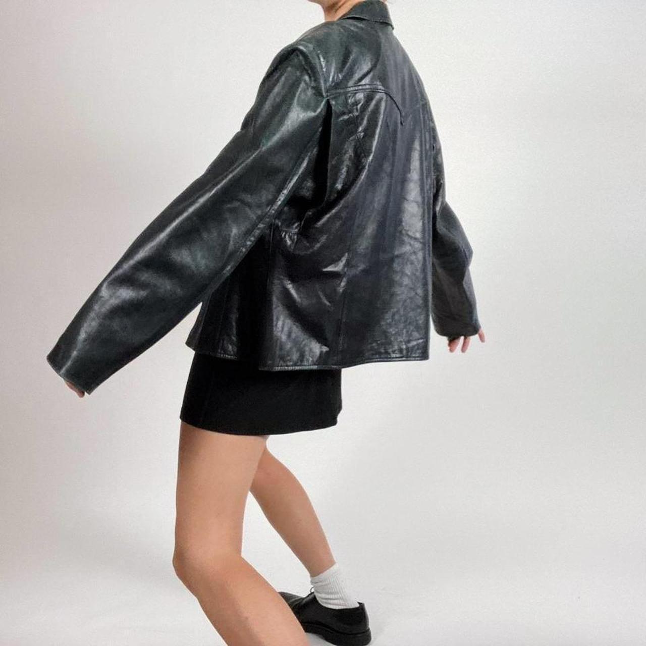 VINTAGE OVERSIZED LEATHER JACKET 90s vintage... - Depop