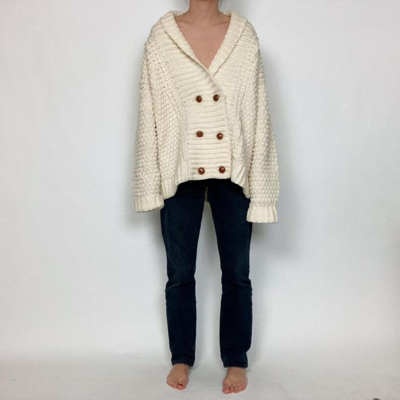 Hand knitted cream oversized knitted cottage... - Depop