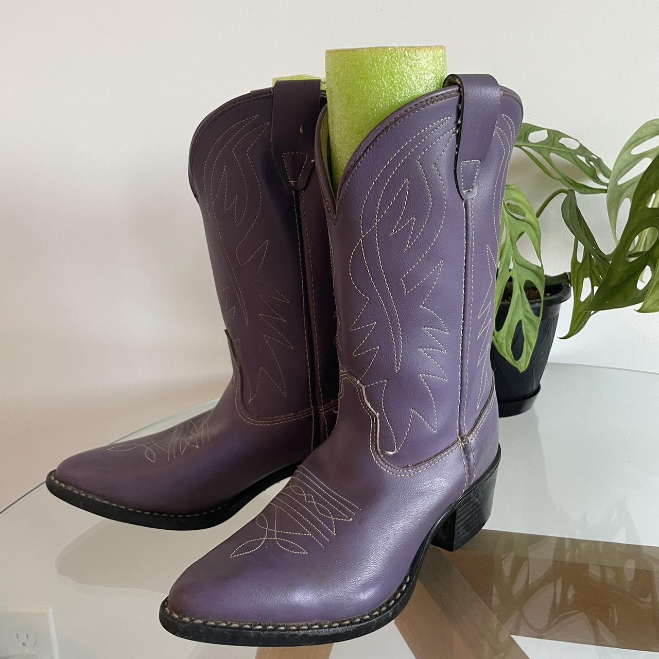 purple cowgirl boots 💜 youth size 9.5 - comparable... - Depop