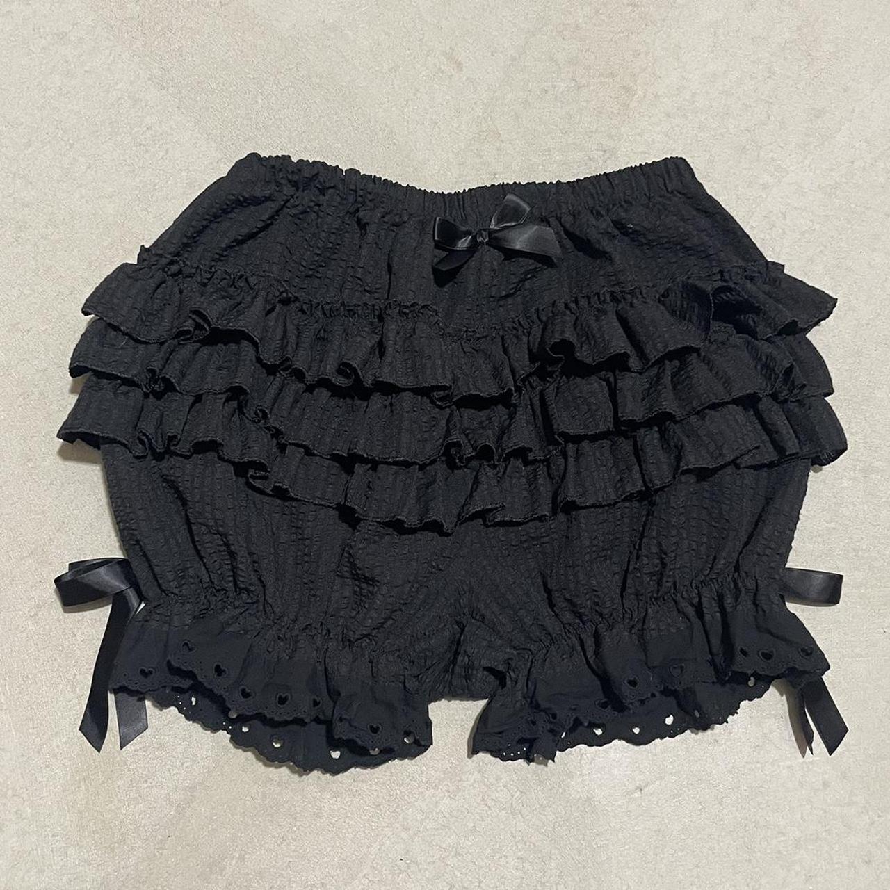 modern black bloomers with bow and heart details 🖤... - Depop
