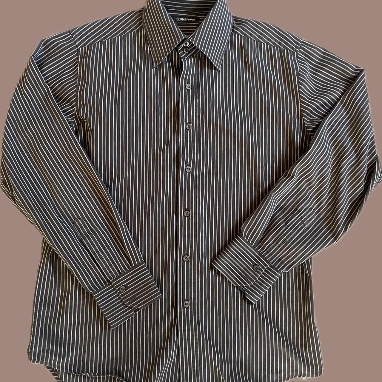 red level nine brown and white striped dress shirt,... - Depop
