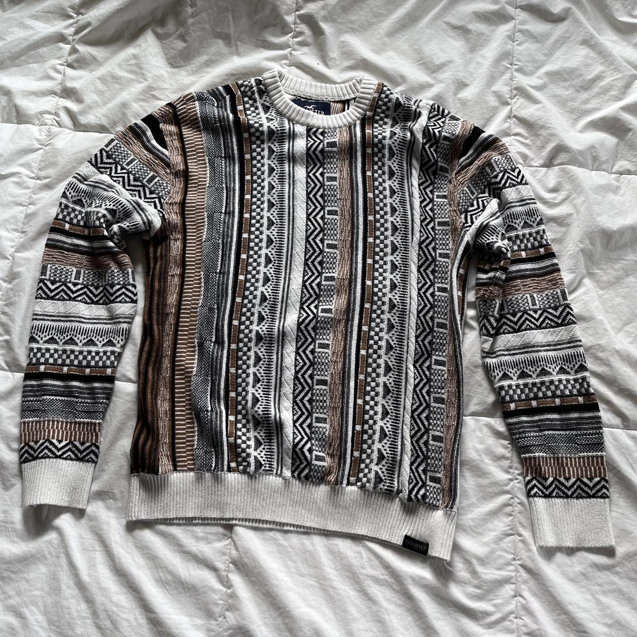 Hollister crewneck sweater with a funky Coogi type... - Depop