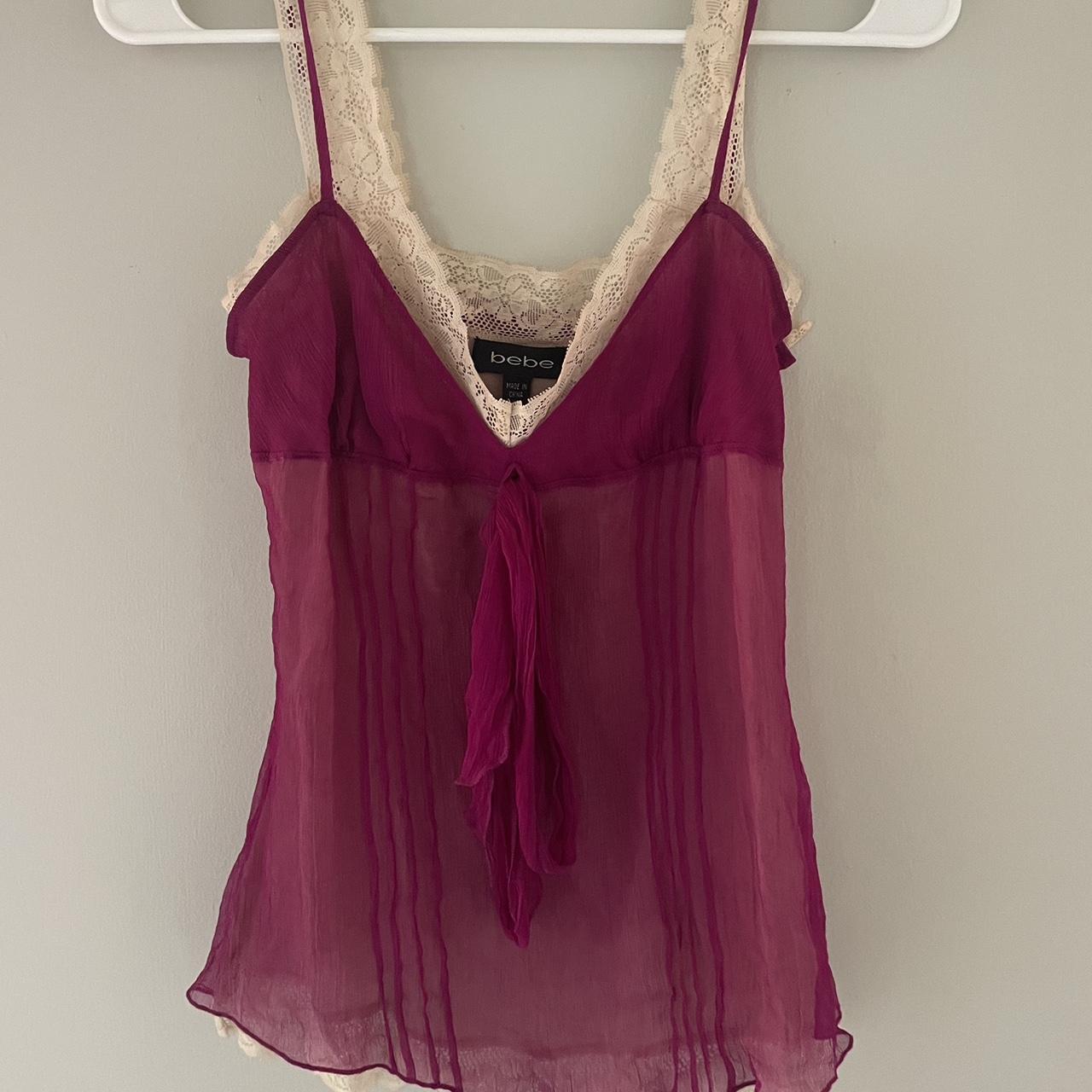 Bebe Women's Pink and Cream Blouse | Depop