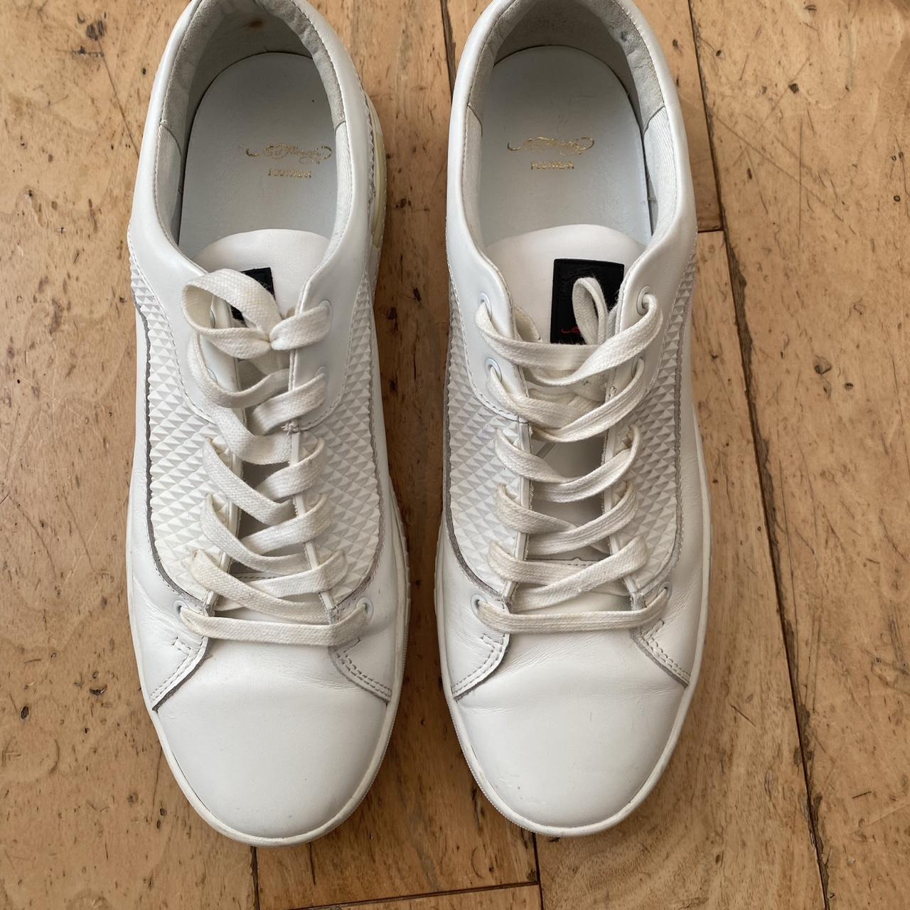 Ed Hardy White Leather Sneakers – Size UK 11 Ed... | Depop