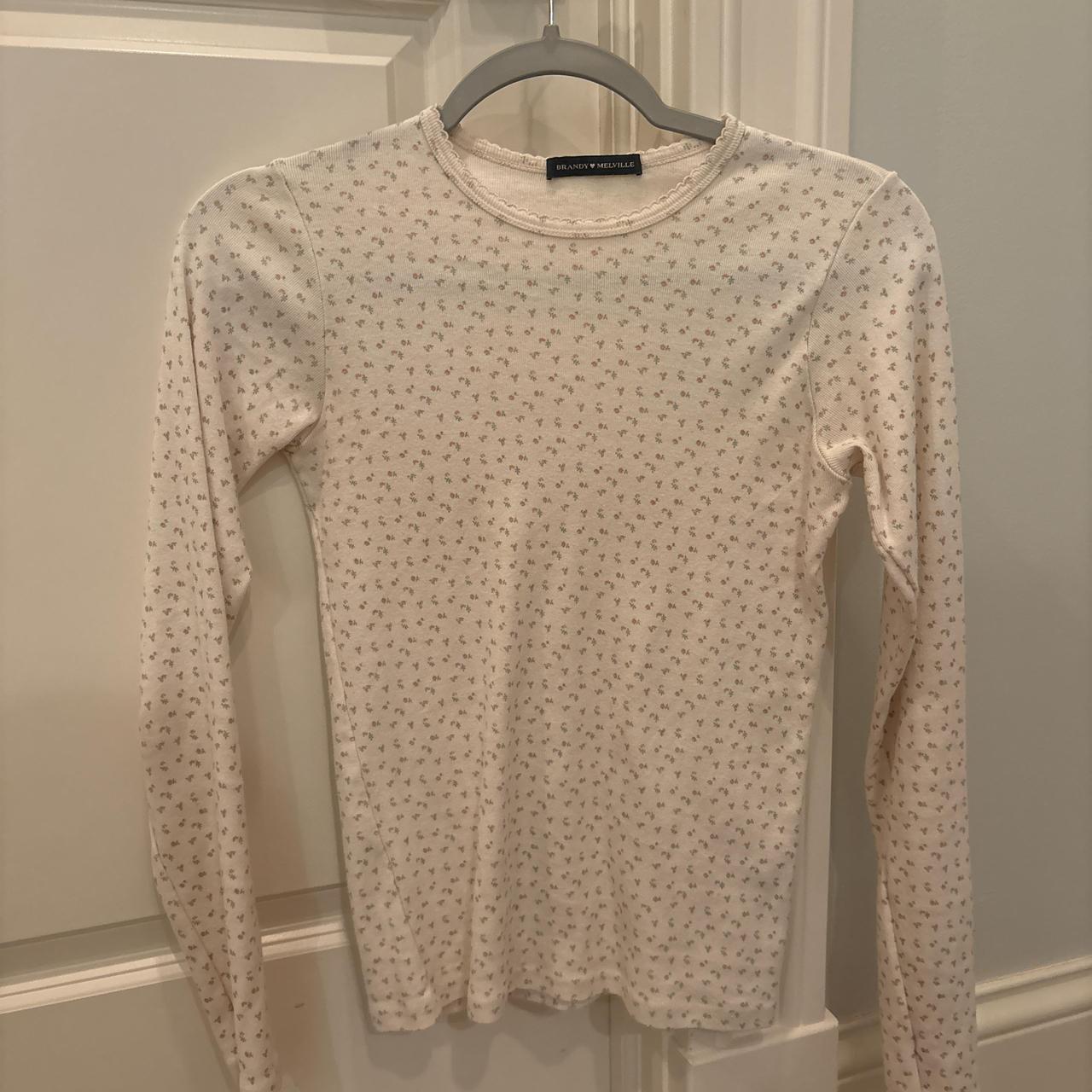 Brandy melville Floral Leah Scallop Top #basic... | Depop