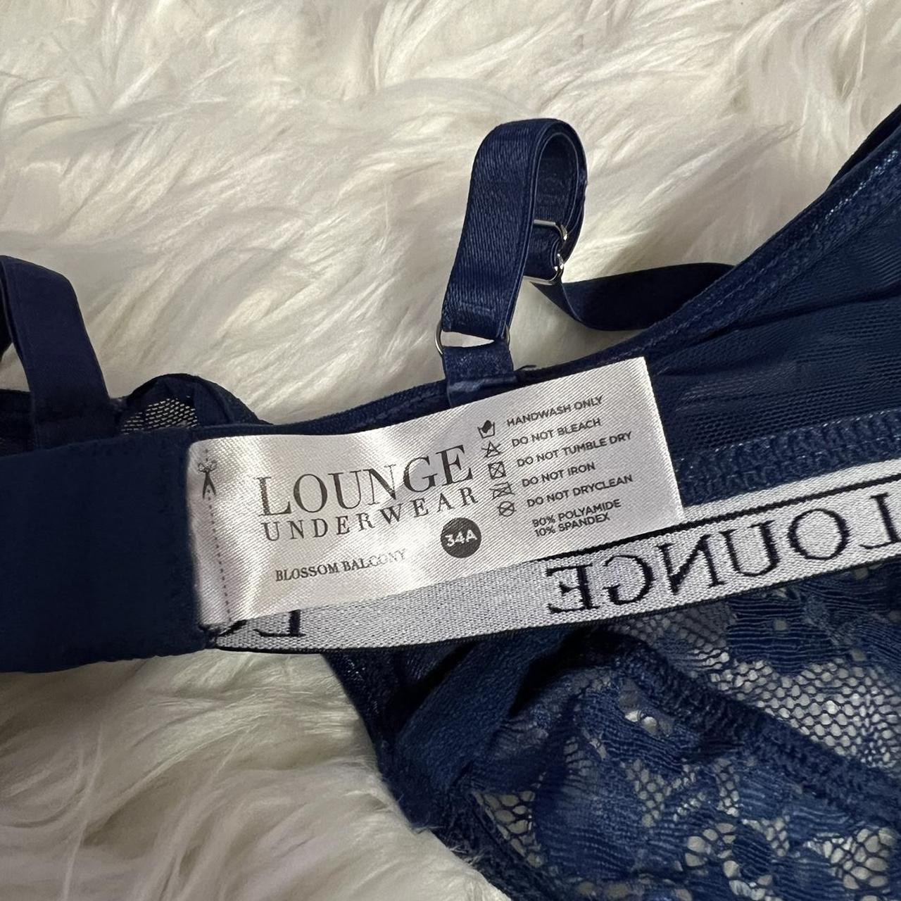 navy blue lounge lace bralette “blossom balcony”... - Depop