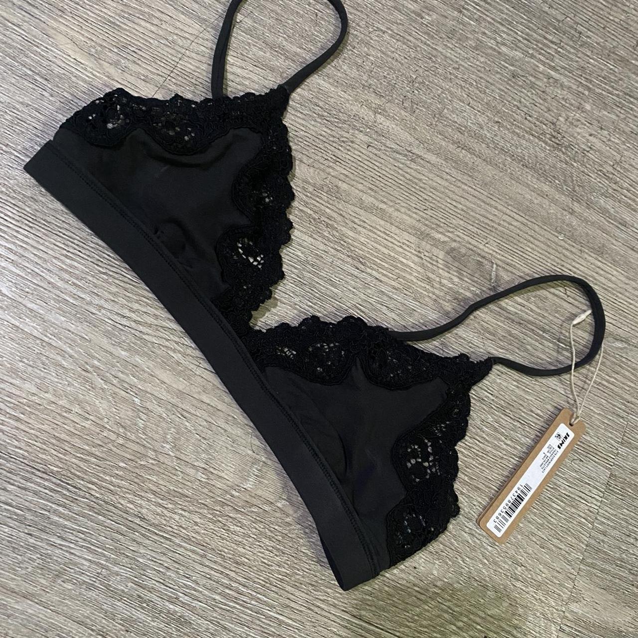 Skims onyx lace bralette -s -onyx Lace New with... - Depop