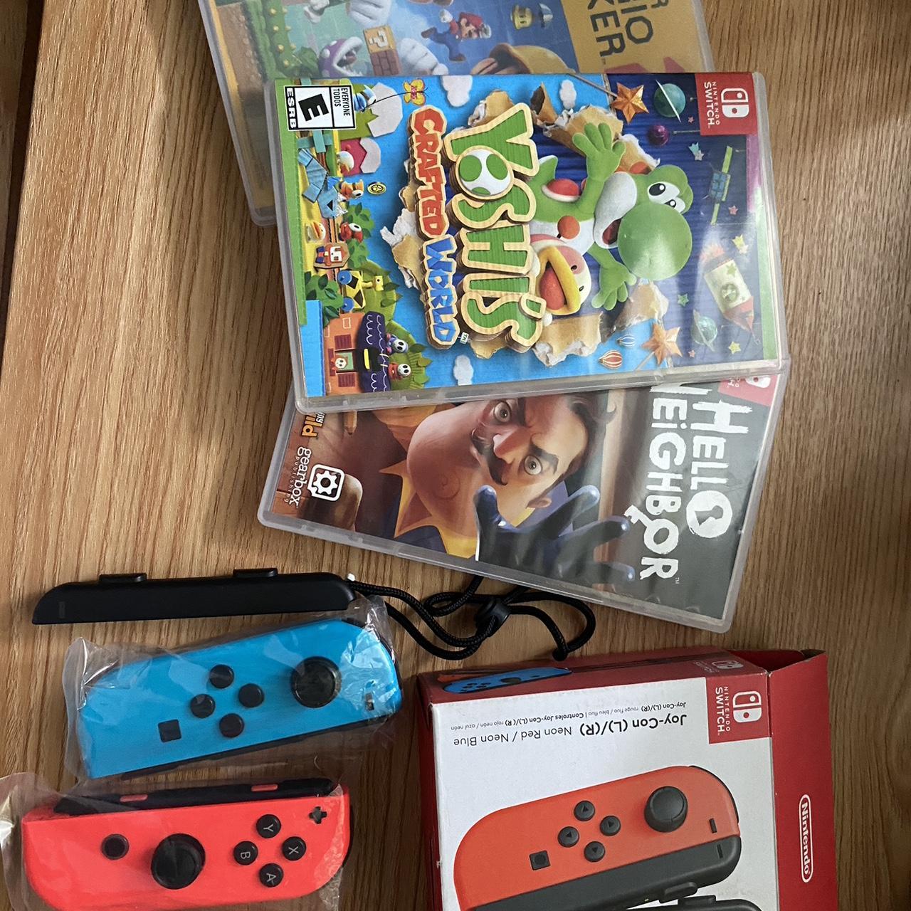 Nintendo switch controllers + game bundle - Depop