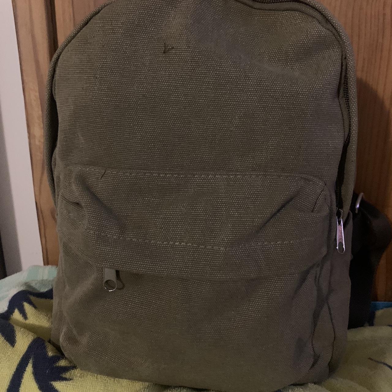 Olive green canvas backpack #canvas #backpack... - Depop