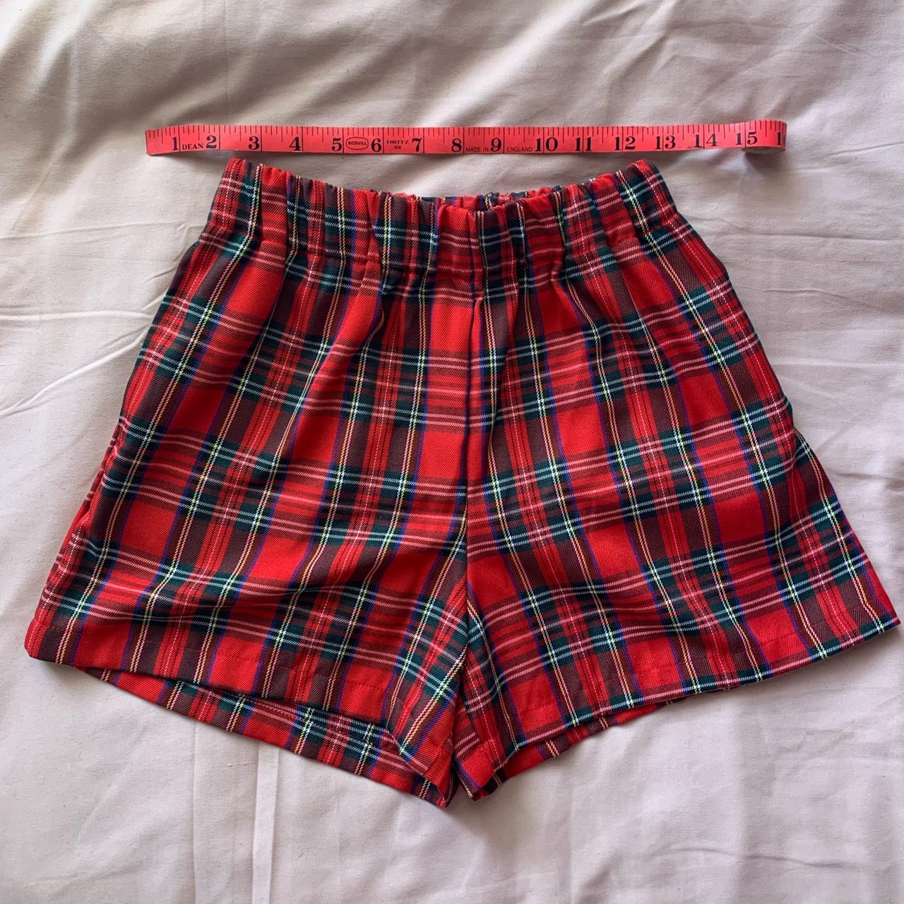 Red & Green Plaid Shorts Material: 65% Cotton 35%... - Depop