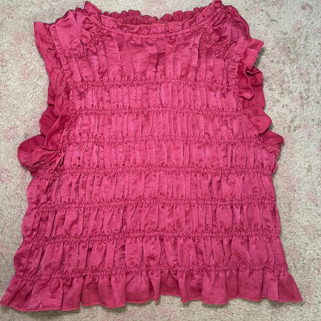Pink Ruffle Top Large (can fit Small-Large) bought... - Depop