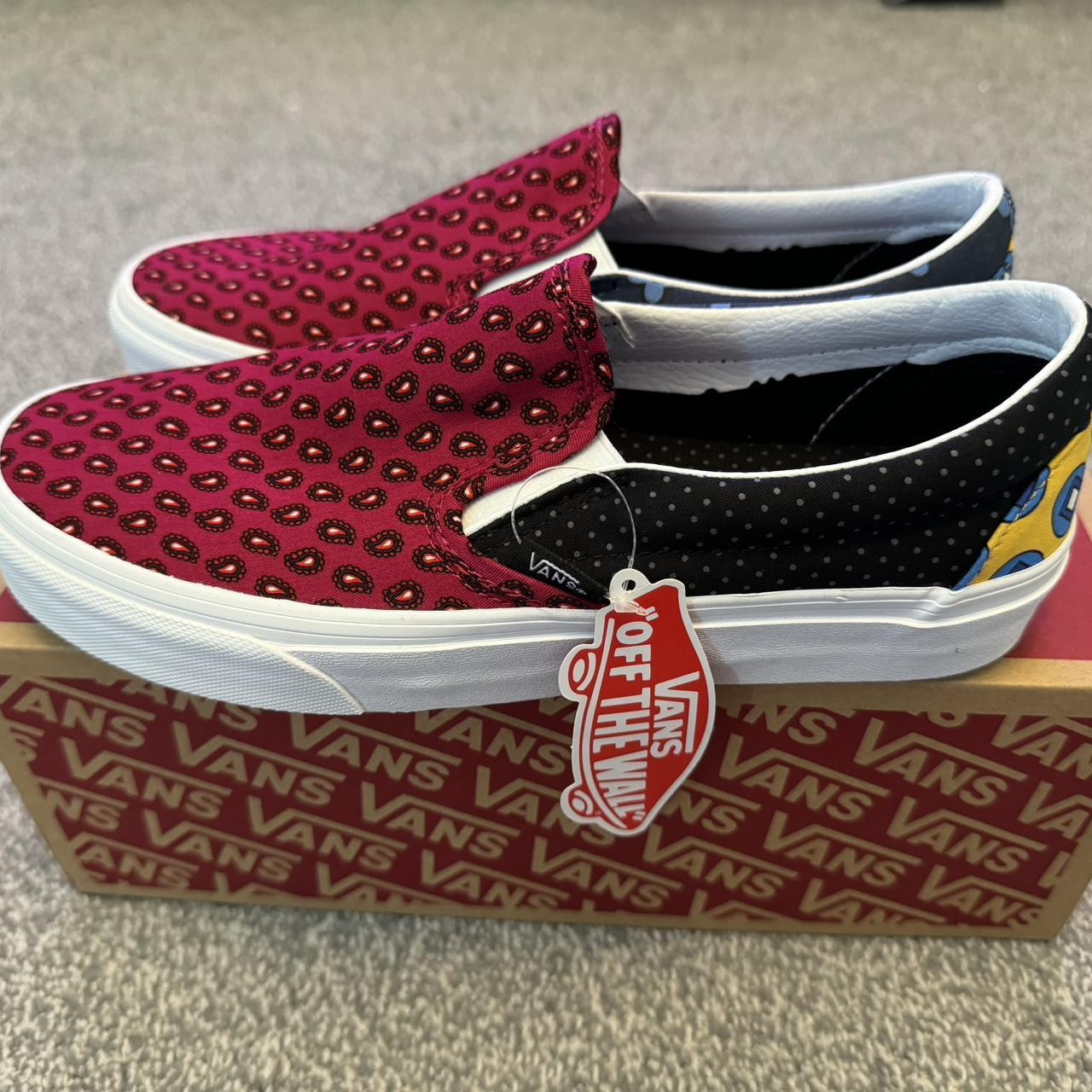 Ladies Vans Classic Slip On Trainers with Tie Print... - Depop