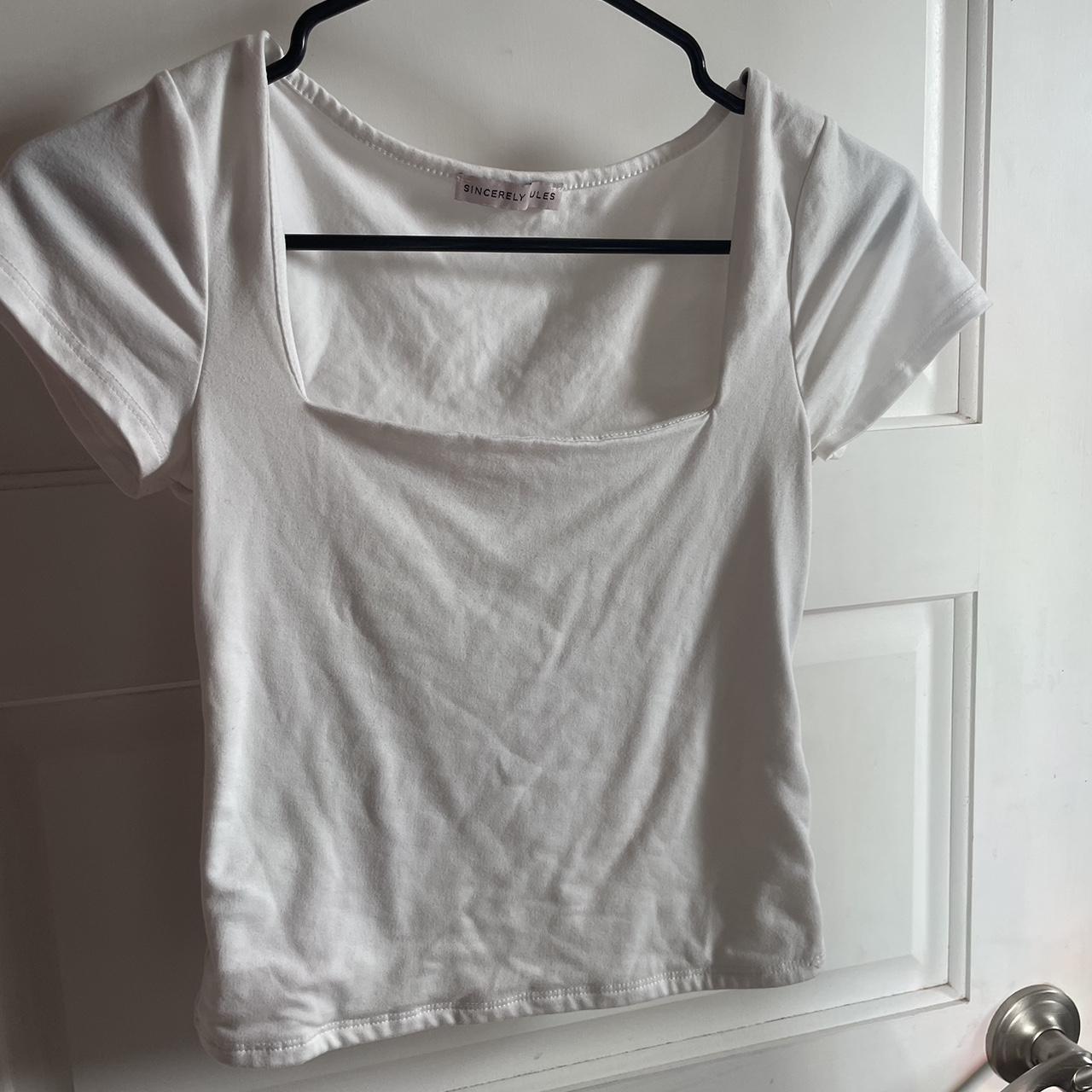 Square neck buttery soft white shirt. Looove this,... - Depop