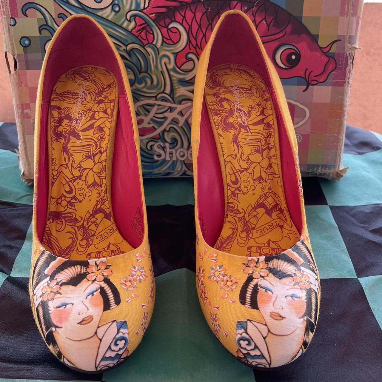 Yellow Ed Hardy heels - Depop