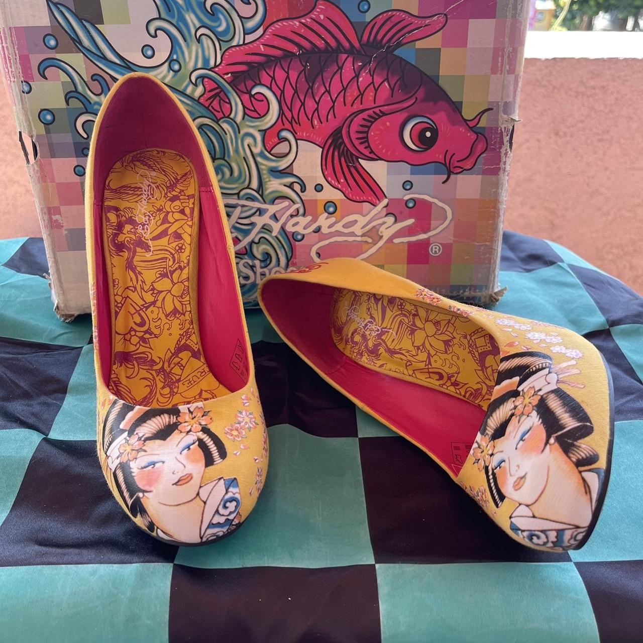 Yellow Ed Hardy heels - Depop