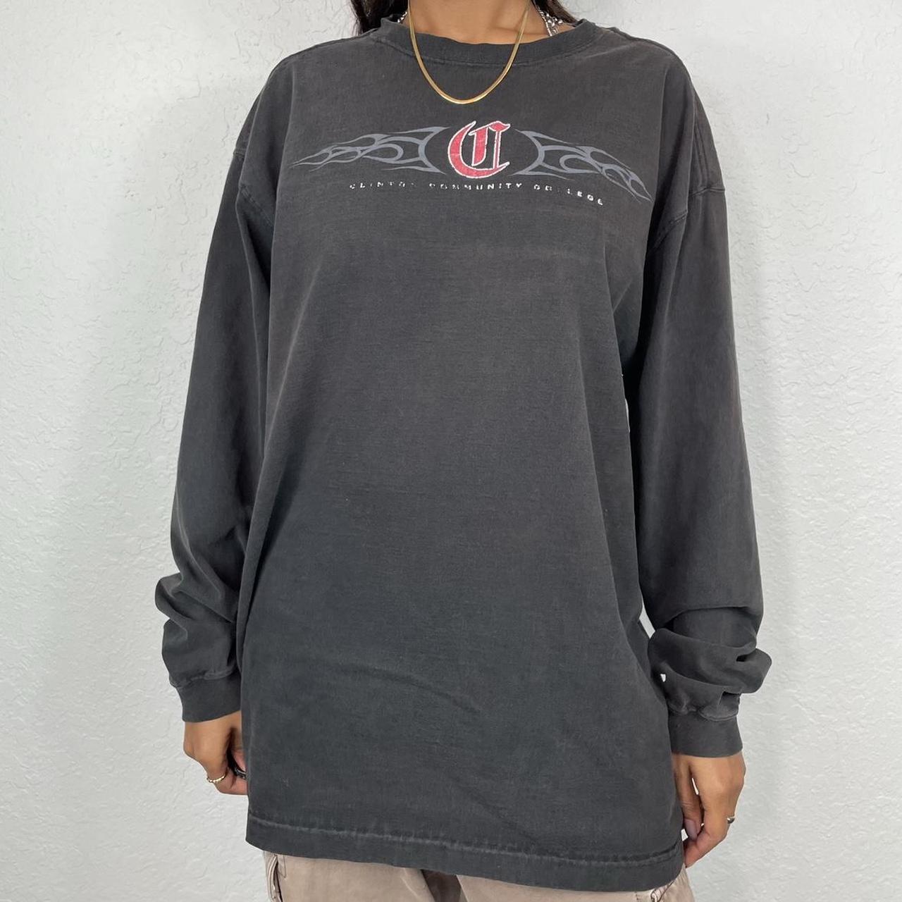 Vintage Cyber Y2K Tribal Skater Flame T shirt Long... - Depop