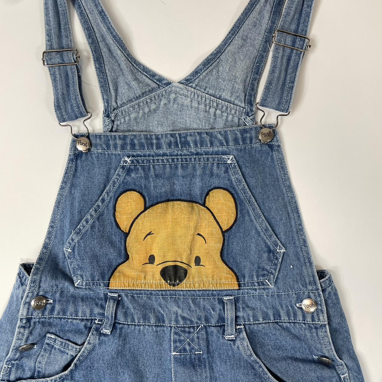 2000s Denim Overalls Shorts Disney Winnie the Pooh... - Depop