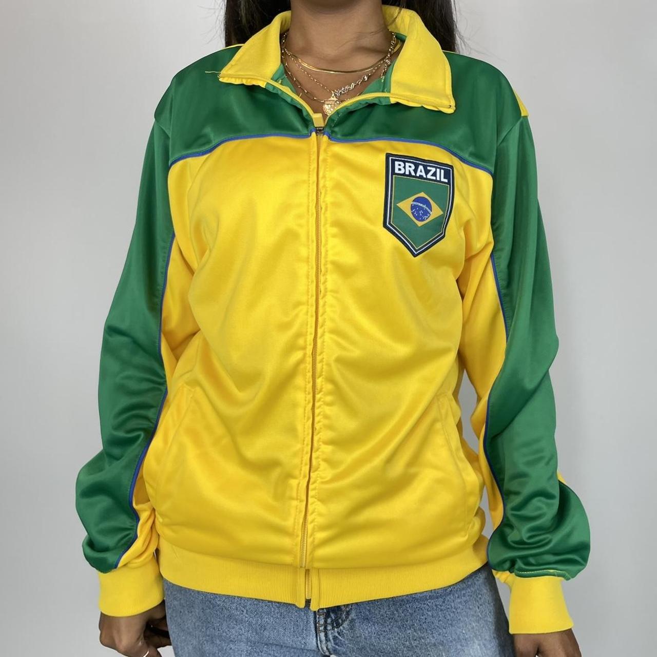 Brazil Jacket Soccer Jersey Sporty Zip Up Blokecore... - Depop