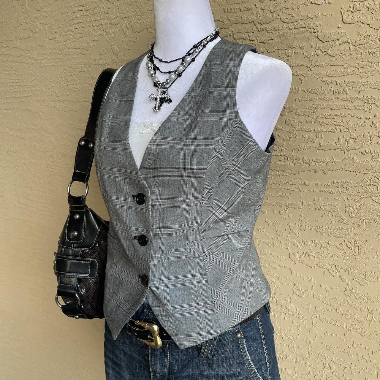 Y2K Vest Button Up Grunge Waistcoat Sleeveless Tank... | Depop