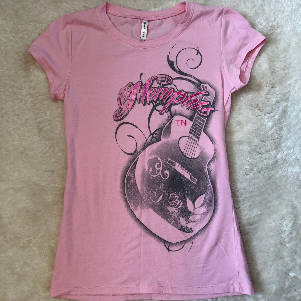 pink memphis tee with guitar so cute and in amazing... - Depop