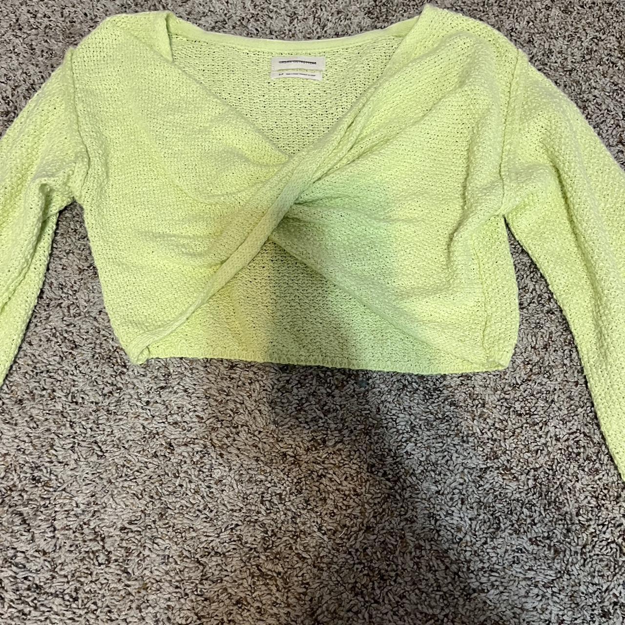 urban neon yellow cropped sweater size small - Depop