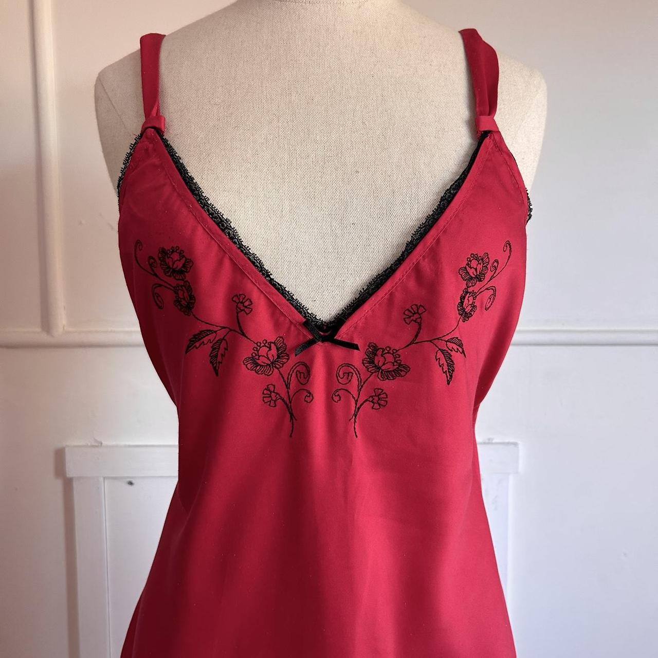 Super cute red vintage nightie. Red satin with... - Depop