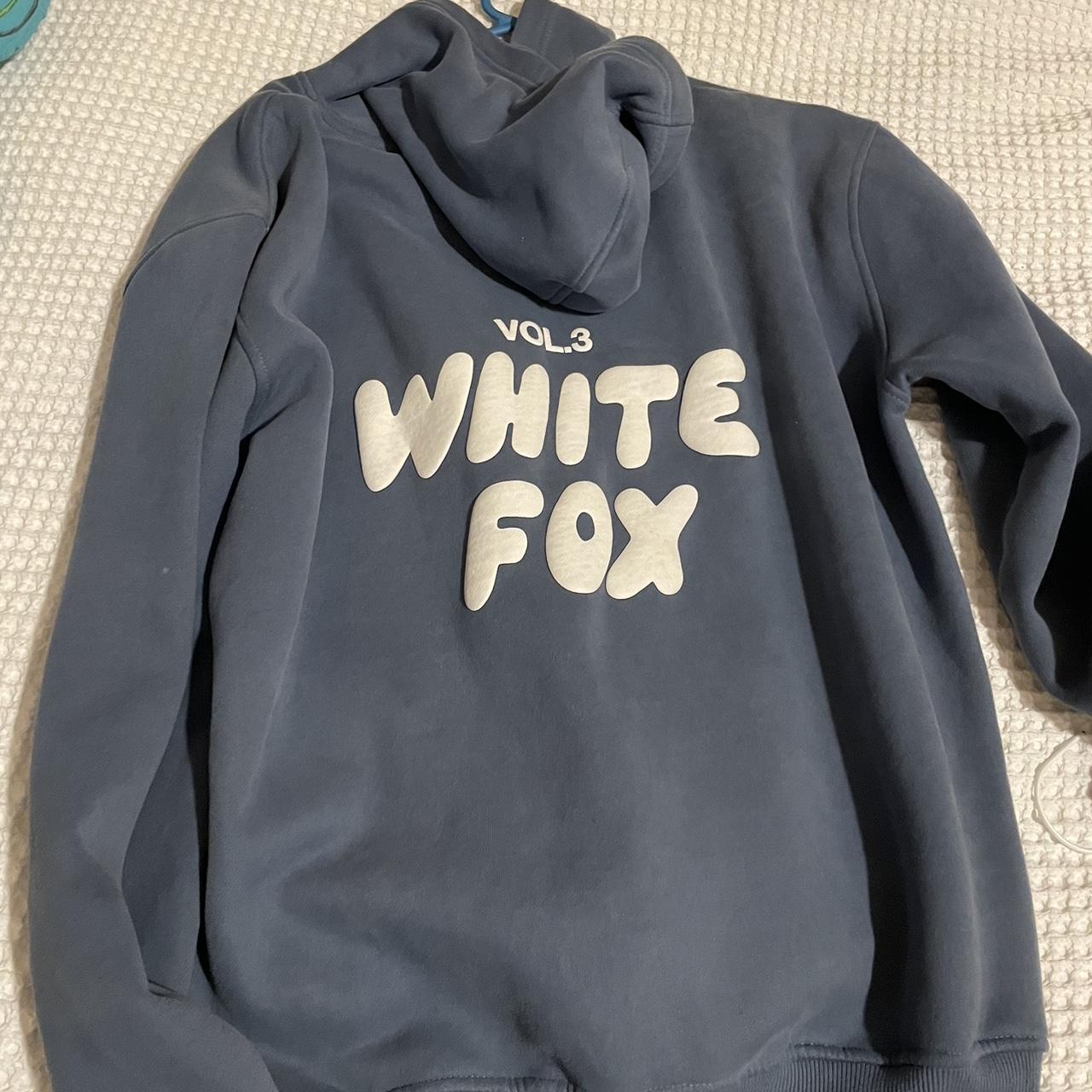 ocean blue white fox hoodie slight stains on front... - Depop