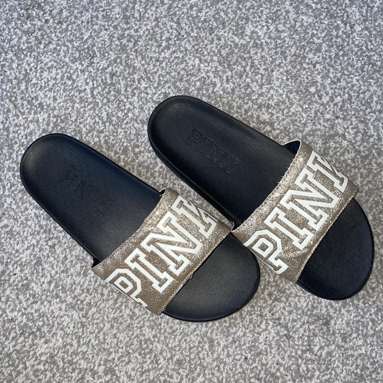 Victoria secret pink glitter sliders One size Good... - Depop