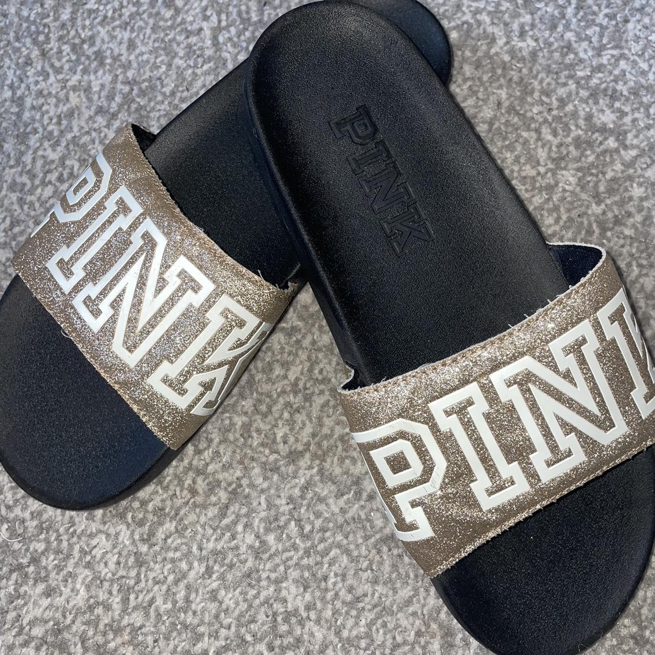 Victoria secret pink glitter sliders One size Good... - Depop