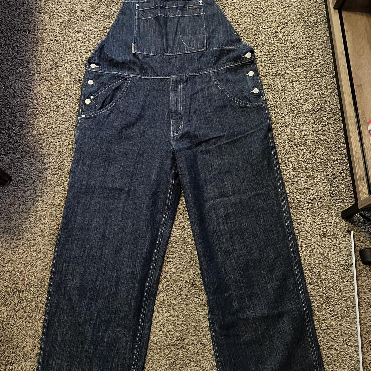Levis dark wash overalls SILVER TAB Size large, 21... | Depop