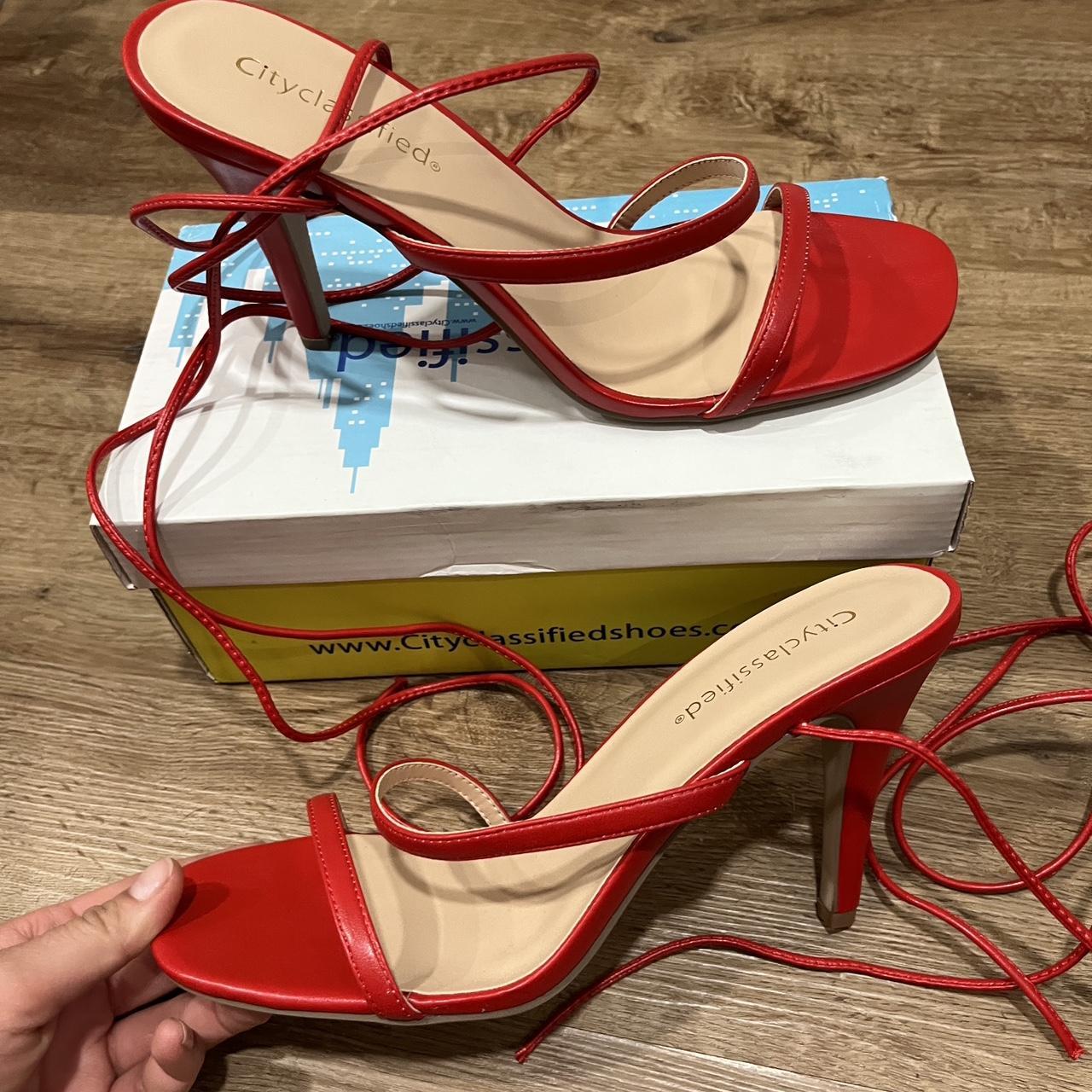 New red lace up heels ️ Super cute & trendy Brand... - Depop