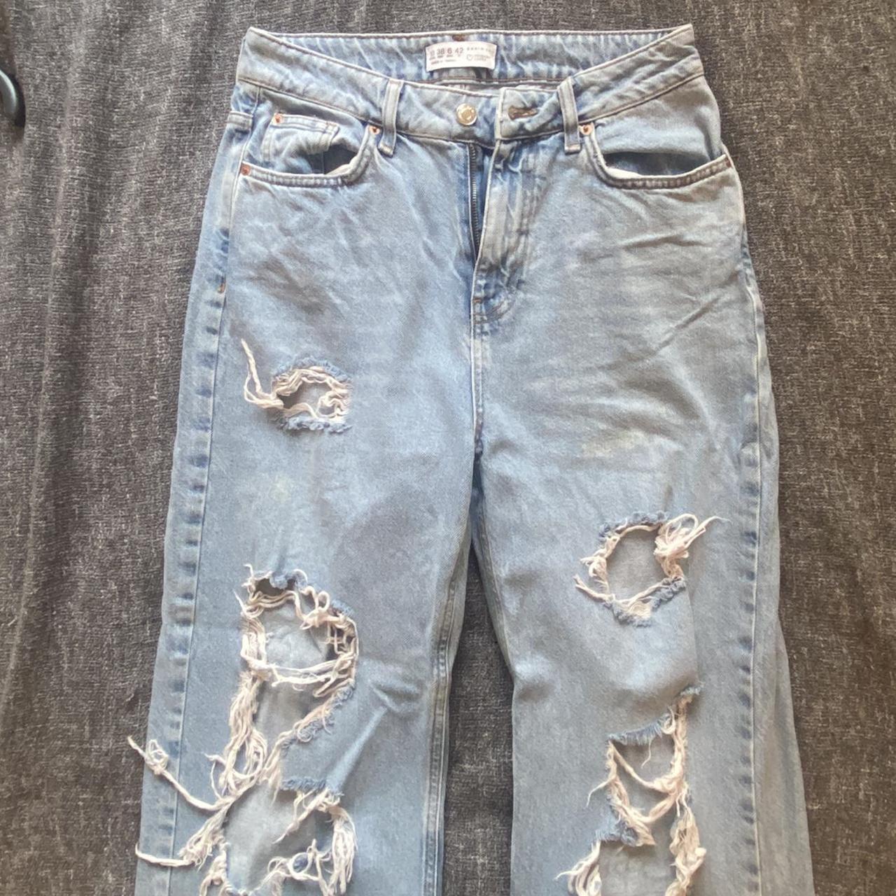 Primark light blue denim ripped high waisted jeans,... - Depop