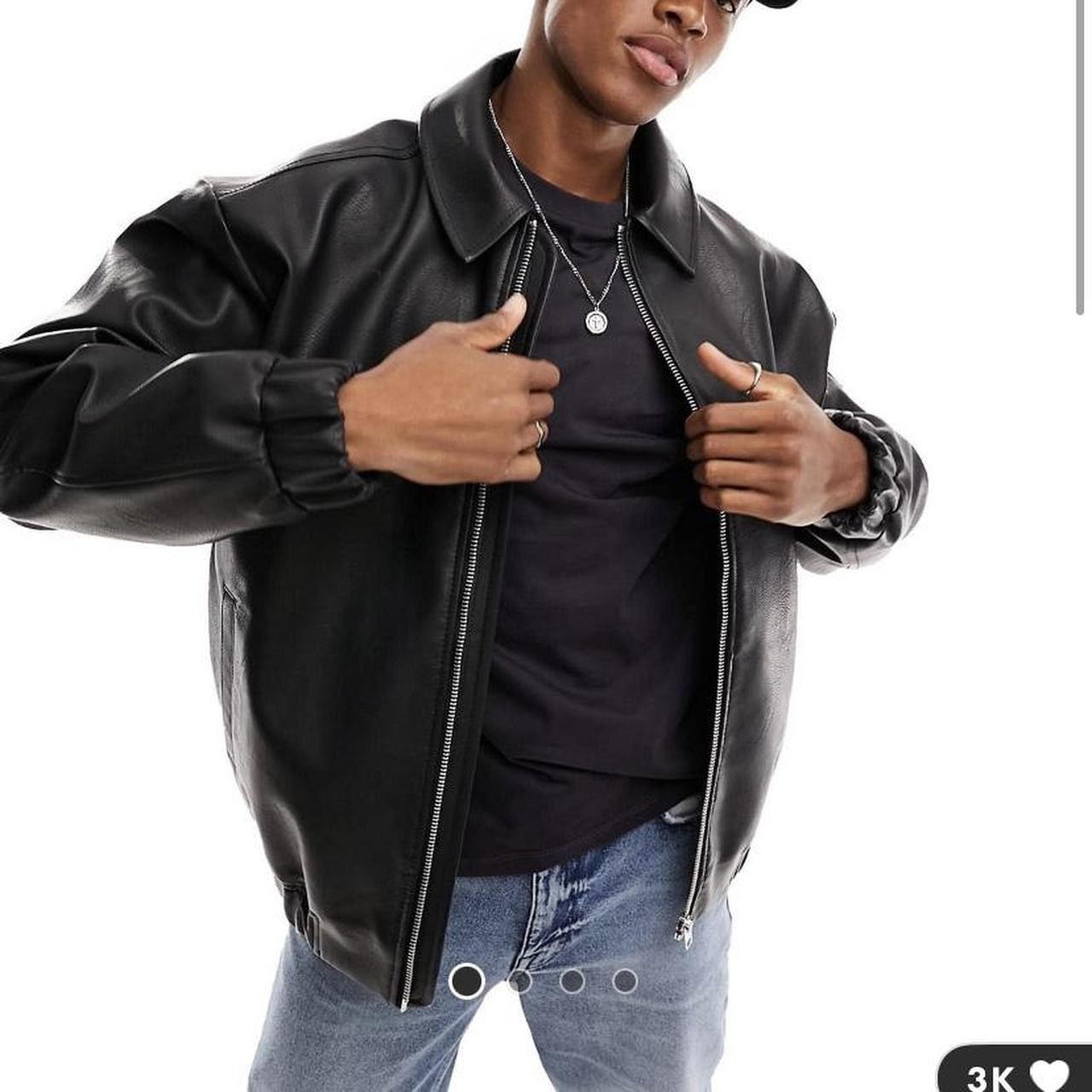 Mens oversized faux leather jacket Very good... - Depop