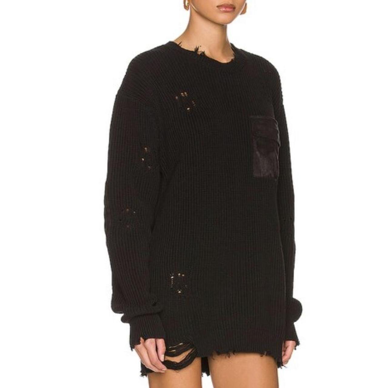 oversized distressed sweater with elbow patch, can... - Depop