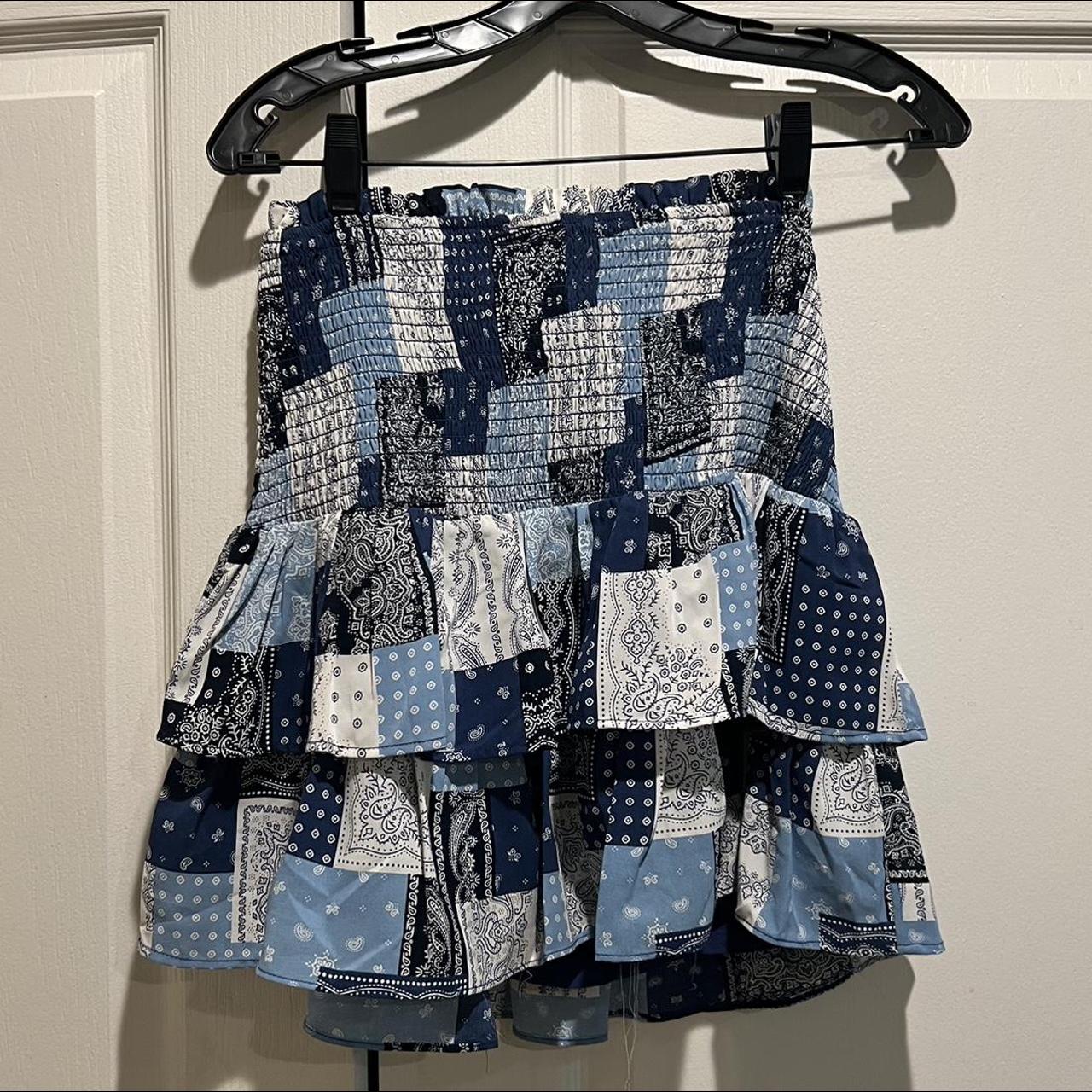 english factory smocked patchwork ruffle skirt... - Depop
