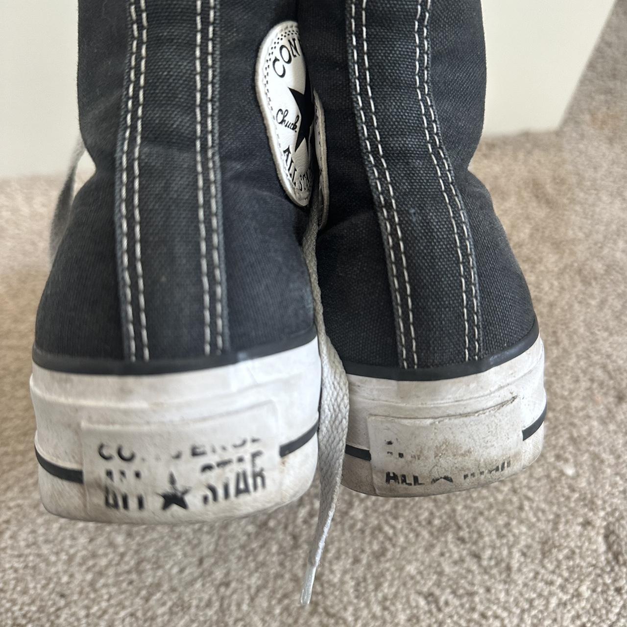 Black Platform Converse, these shoes are very worn... - Depop