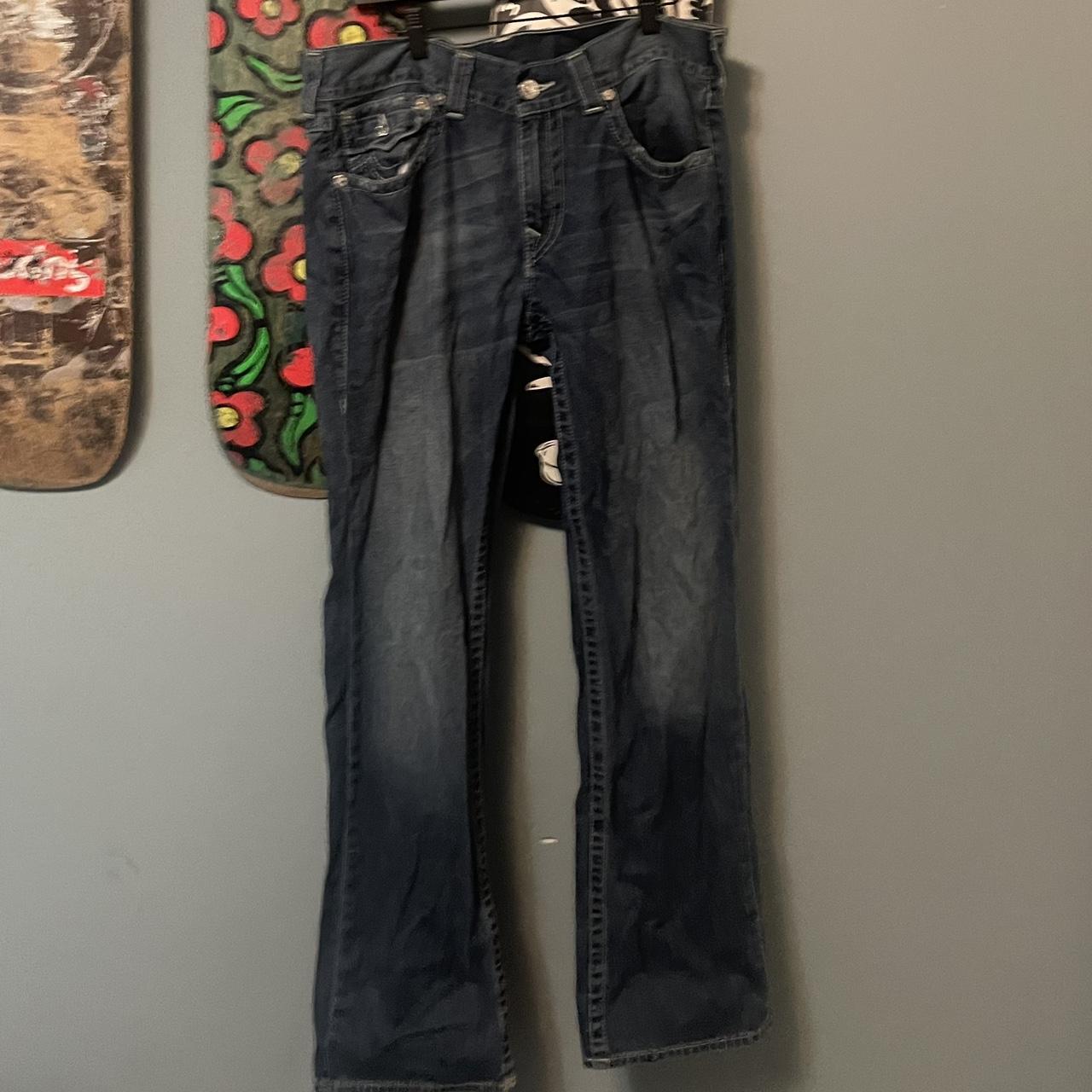 baggy bootcut true religion jeans chief keef truey... - Depop