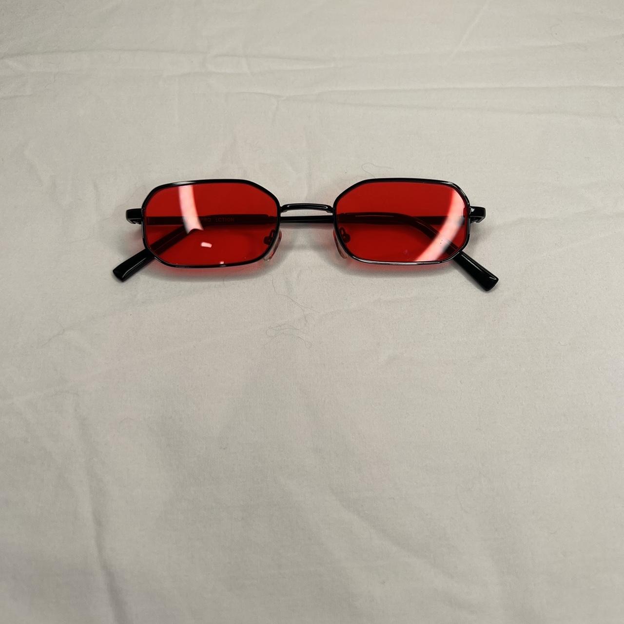 cool red glasses with black frames - Depop