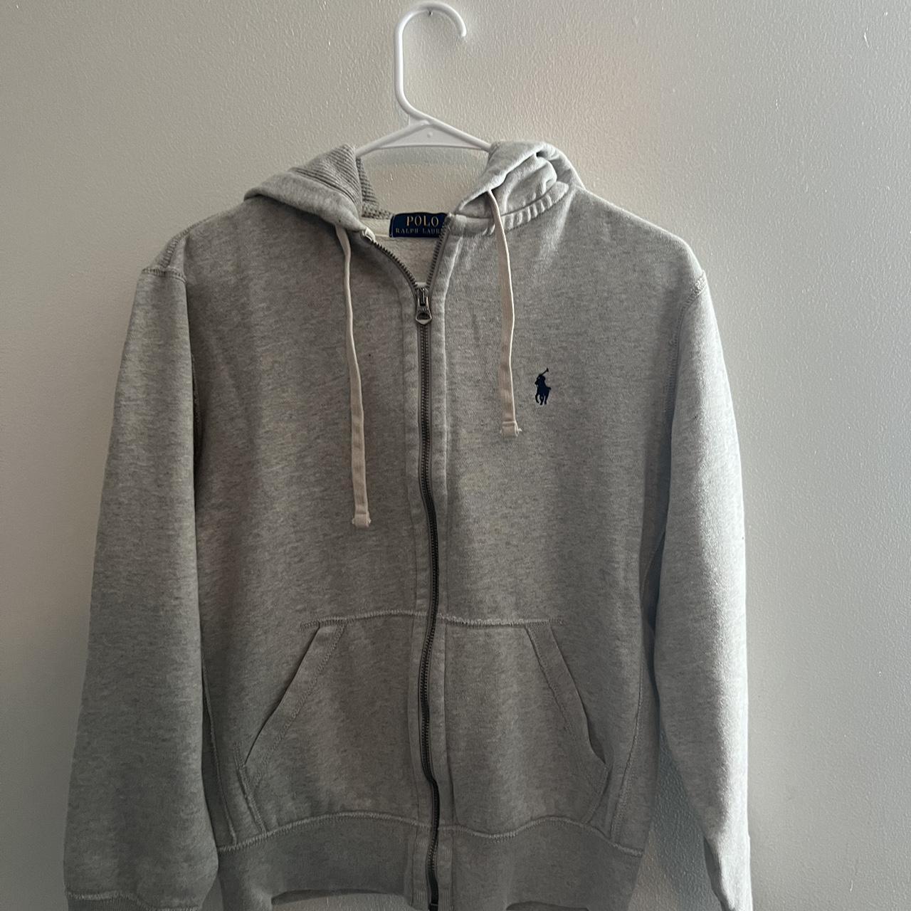 Polo Ralph Lauren grey hoodie juniors/kids fit size... - Depop