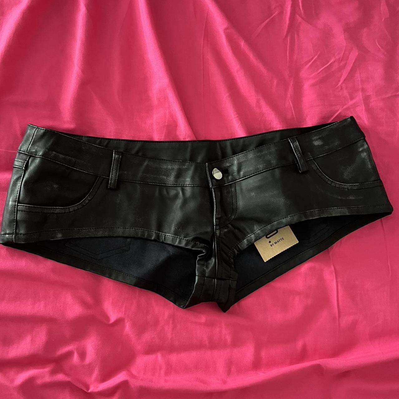 Matte brand micro mini vegan leather shorts size... - Depop