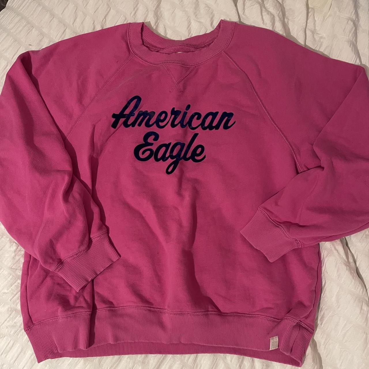 American Eagle Oversized Hot Pink Crewneck Size... - Depop