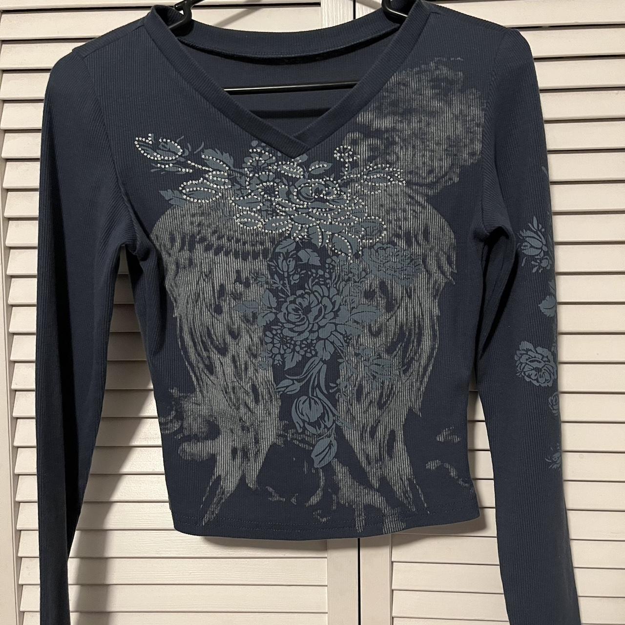 fitted y2k long sleeve grunge top #y2k #scene... - Depop