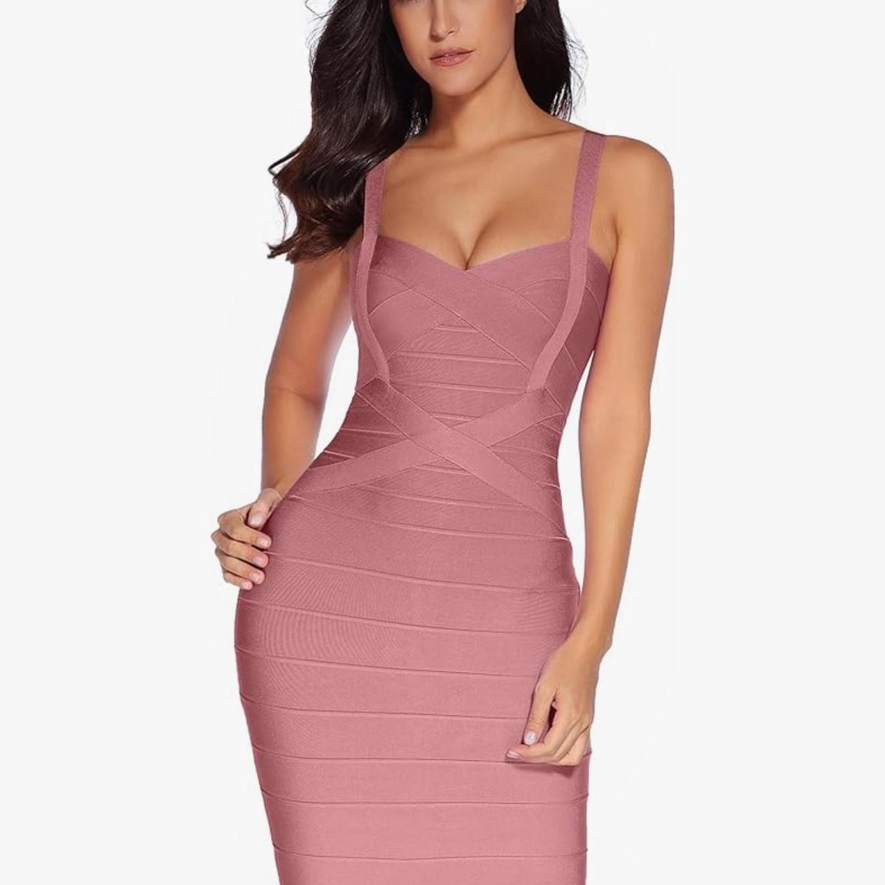 Pink Bodycon Bandage Dress, size small - Depop