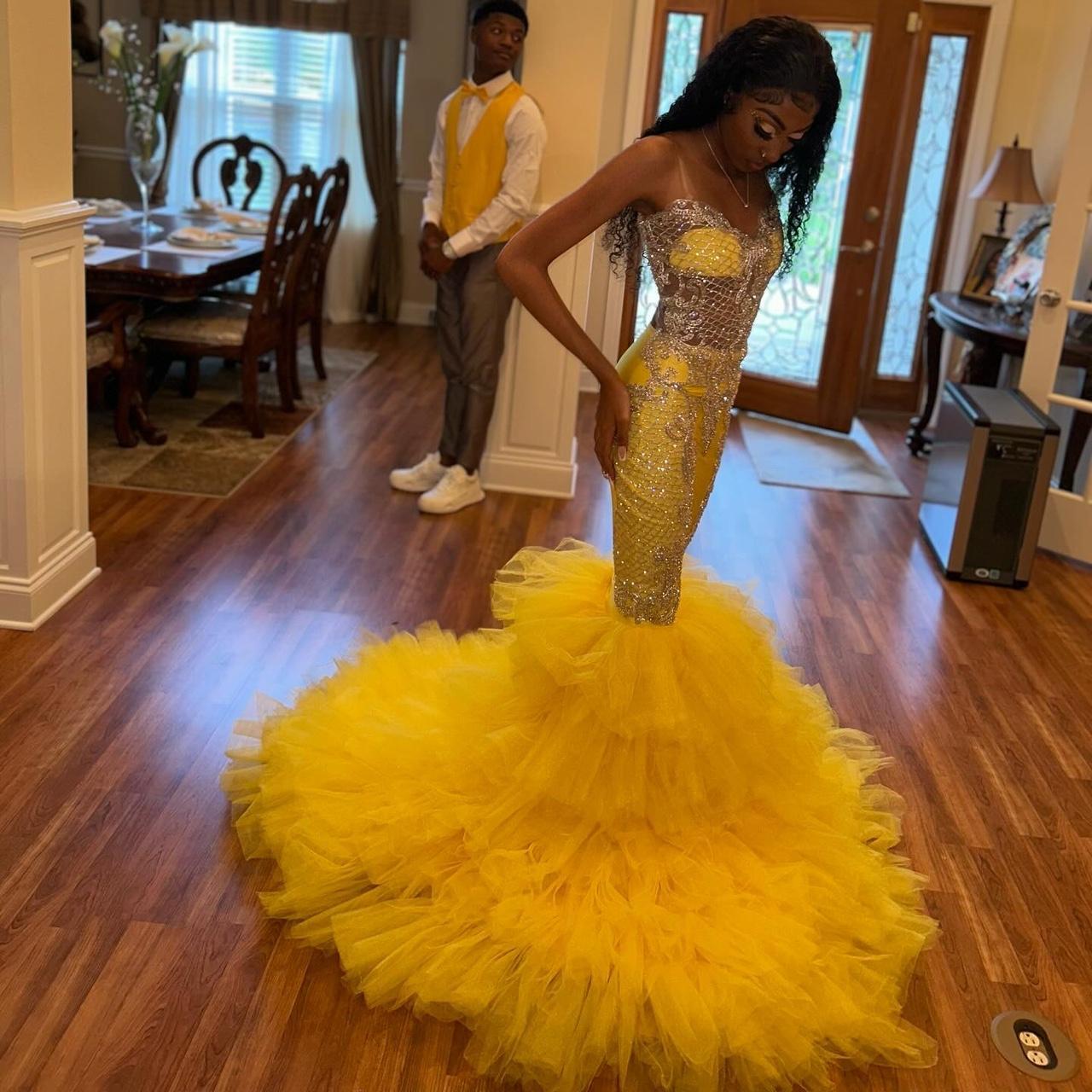 yellow prom dress for sale ! Can be altered to fit... | Depop