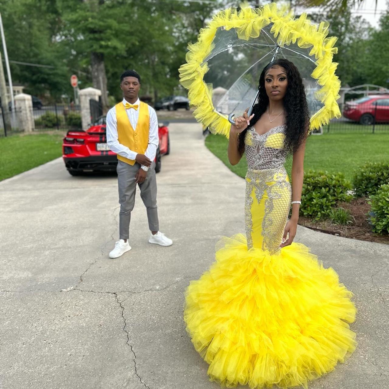 yellow prom dress for sale ! Can be altered to fit... | Depop