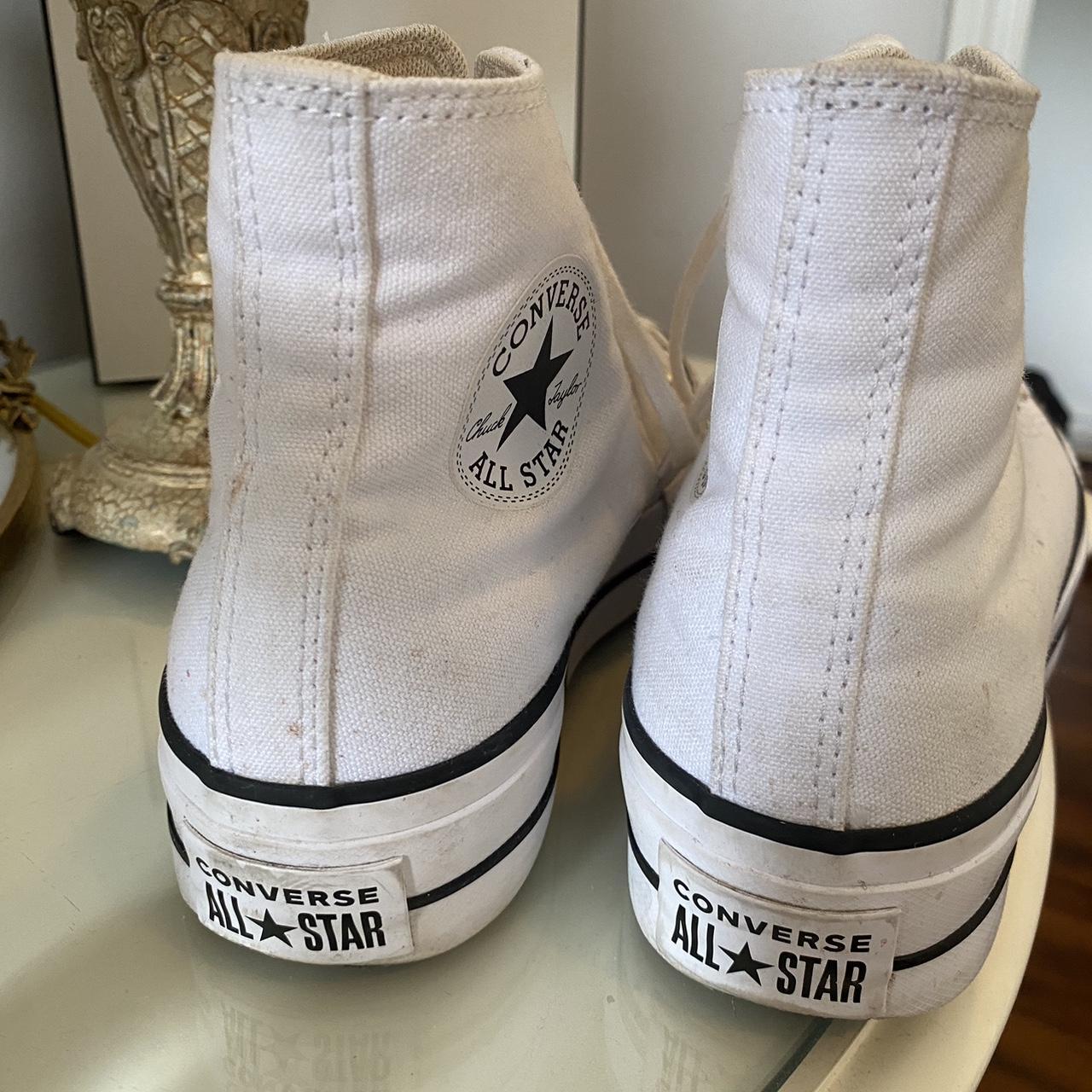 platform white converse shoes size 7 worn about 2... - Depop
