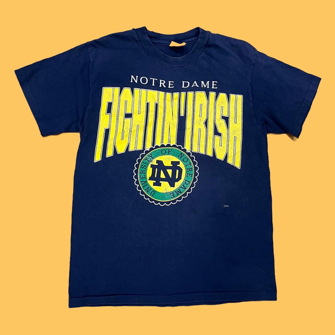 Vintage 90s Notre Dame Fighting Irish Script... - Depop