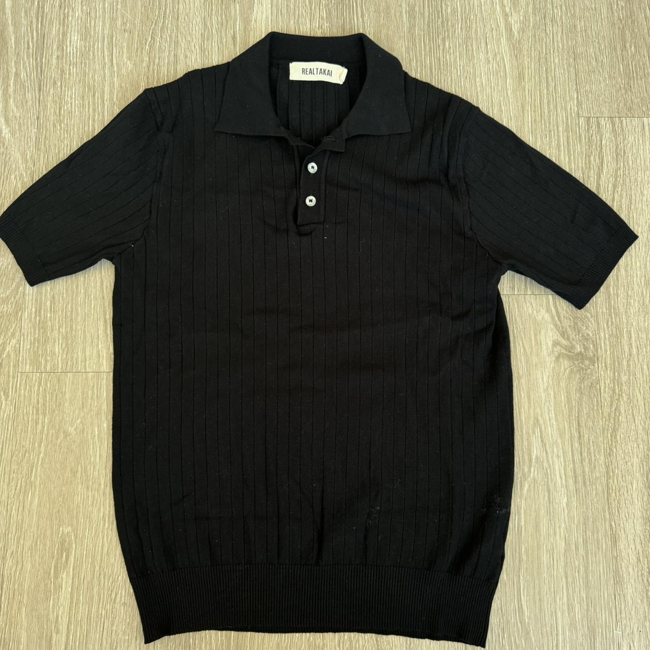 Realtakai Black Ribbed Polo Condition:... - Depop
