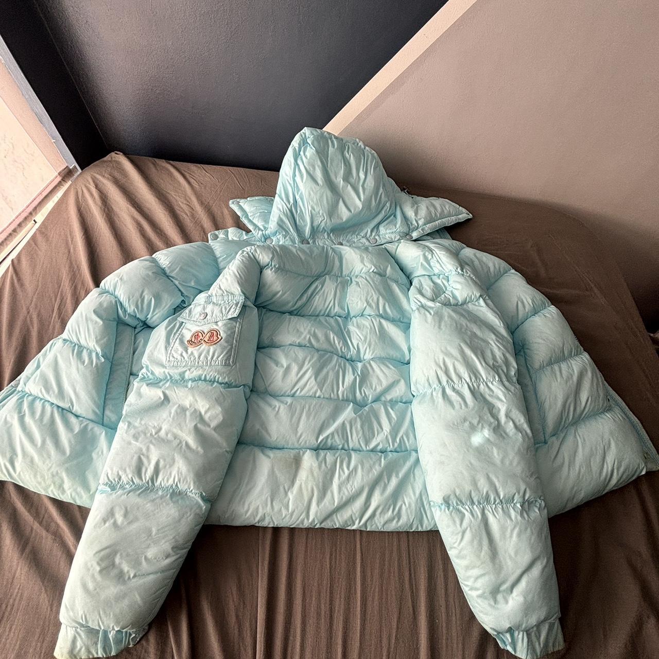 Baby blue Moncler Maya puffer coat. Worn only a... - Depop
